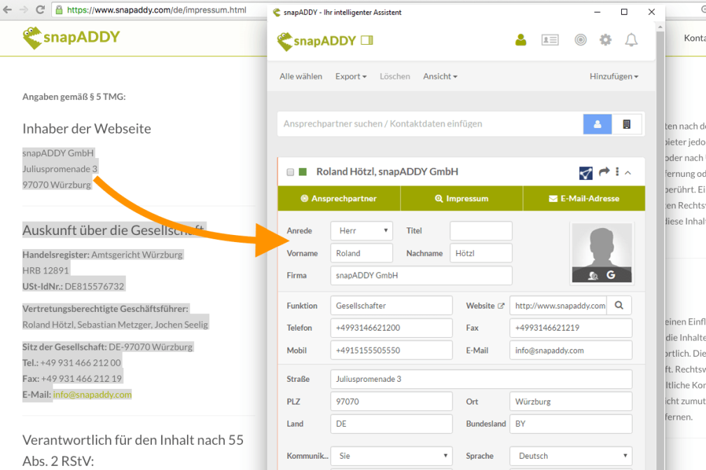 snapAddy für CentralStationCRM | snapAddy