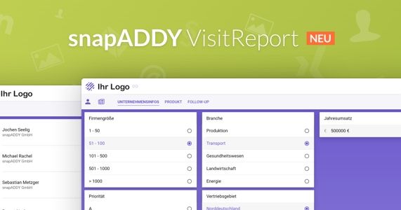 Your ideal lead management at the fair with snapAddy VisitReport | snapAddy
