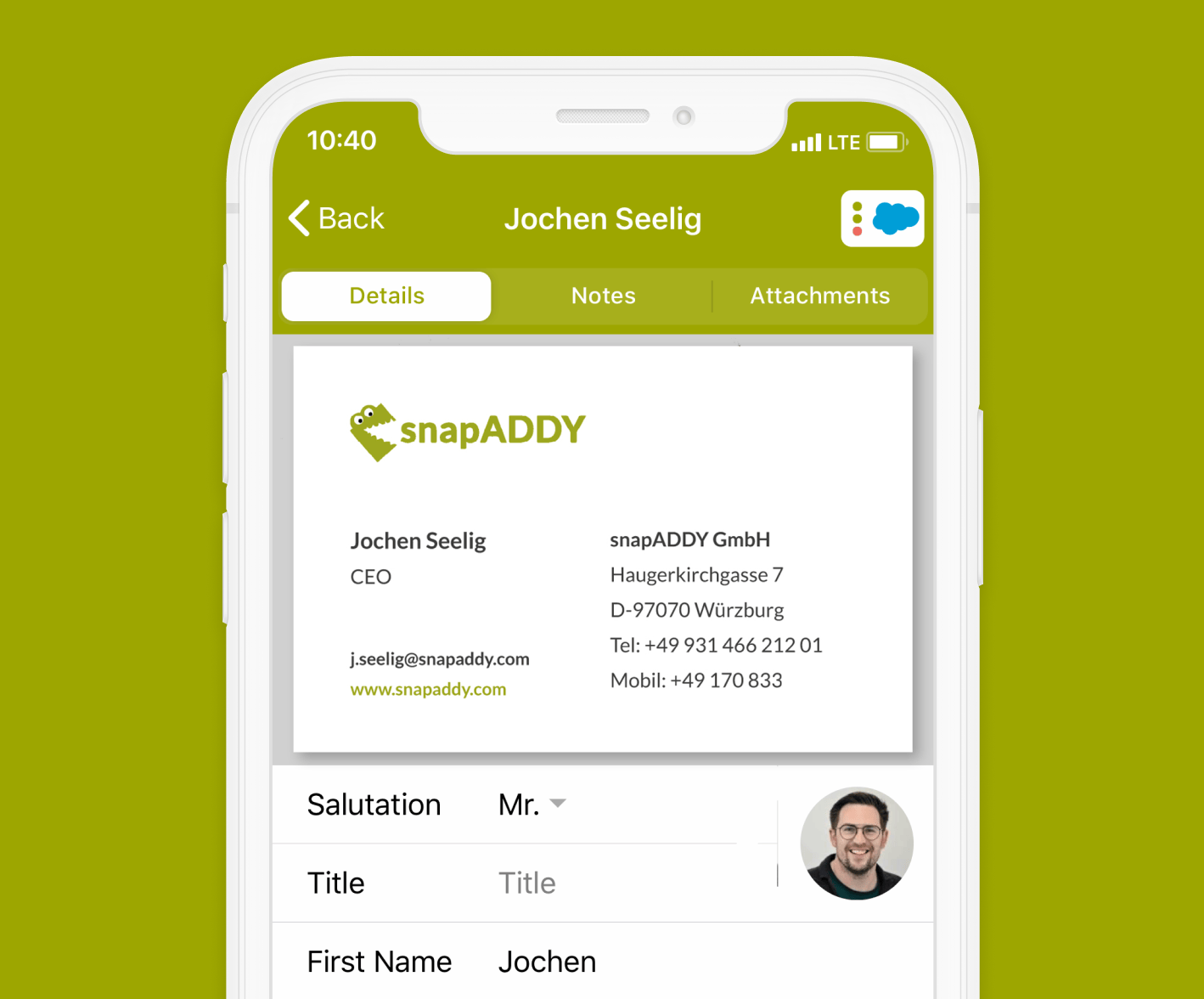Téléchargement de l'application du scanner de cartes de visite | snapADDY